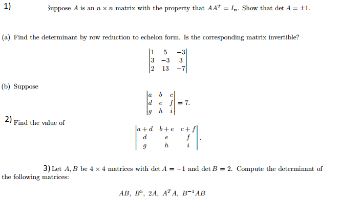 Solved Suppose A Is An N Times N Matrix With The Property