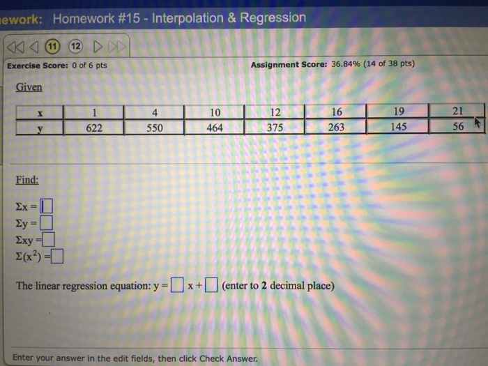 Solved Homework #15 - Interpolation & Regression Assignment | Chegg.com