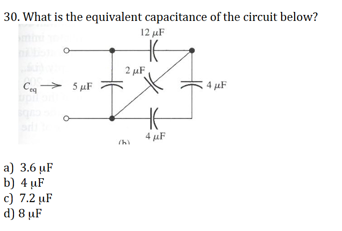 Solved 30. What is the equivalent capacitance of the circuit | Chegg.com