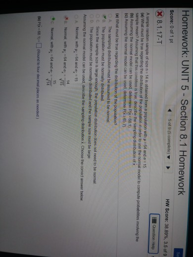 Solved Homework Unit 5 Section 8 1 Homework Score 0 Of 1