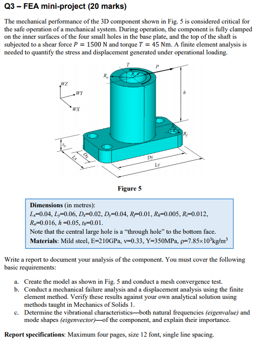 Q3 - FEA mini-project (20 marks) The mechanical | Chegg.com