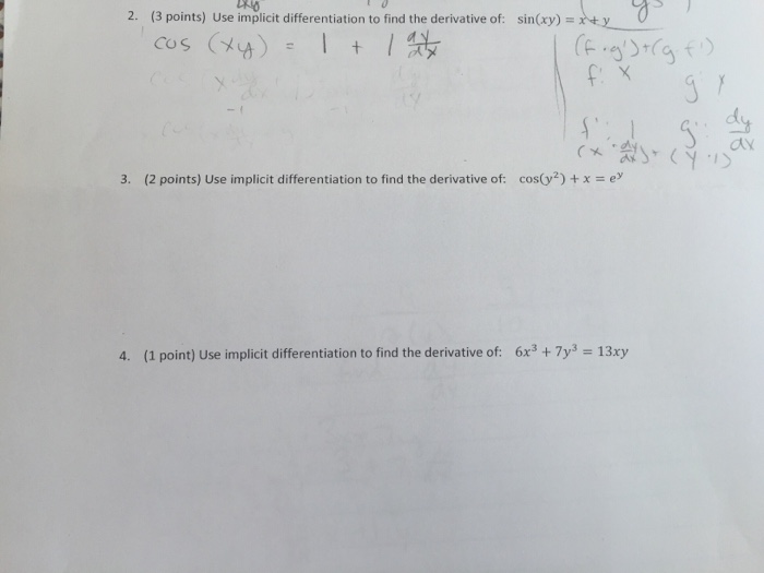 Solved Use implicit differentiation to find the derivative | Chegg.com
