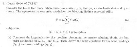 Solved Consider the lucas tree model where is one | Chegg.com