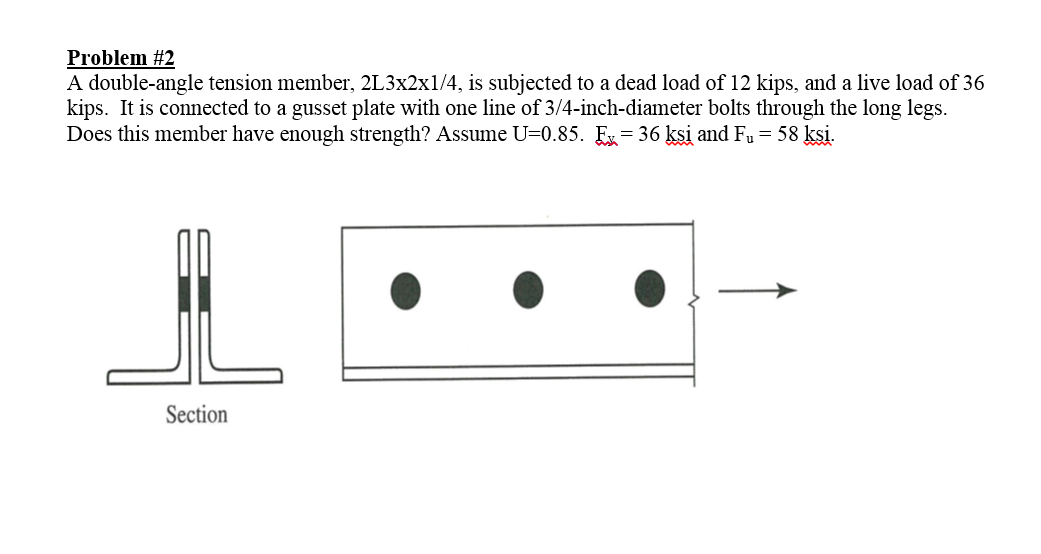 Solved A double-angle tension member, 2L3x2x1/4, is | Chegg.com
