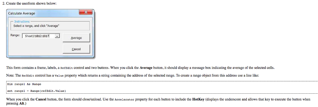 Solved 2. Create the userform shown below: Calculate Average | Chegg.com