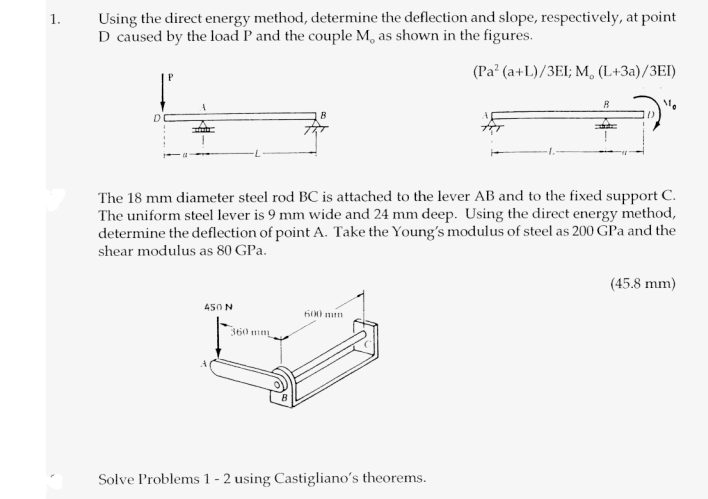 Solved 1. Using the direct energy method, determine the | Chegg.com