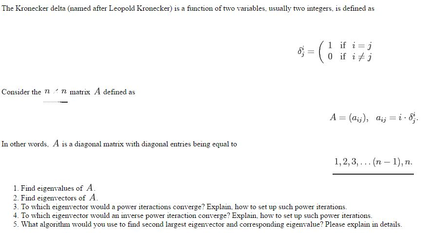 Solved The Kronecker delta (named after Leopold Kronecker) | Chegg.com
