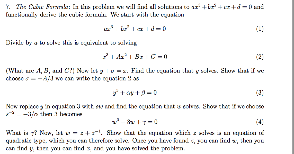 Solved The Cubic Formula: In this problem we will find all | Chegg.com