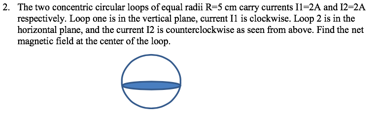 Solved The two concentric circular loops of equal radii R=5 | Chegg.com