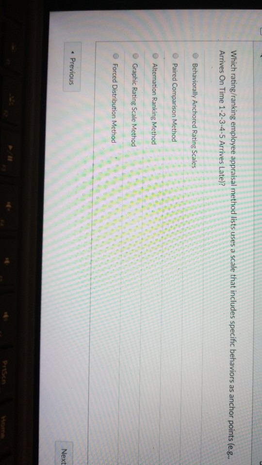 Solved Which rating/ranking employee appraisal method lists | Chegg.com