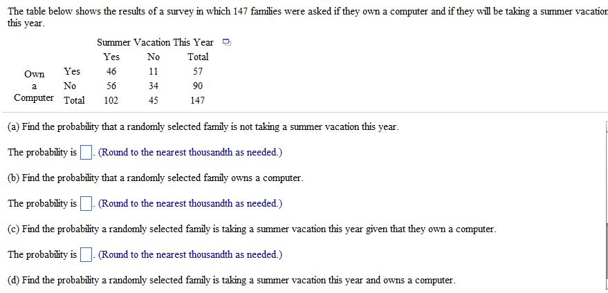 Solved (c) Find the probability a randomly selected family | Chegg.com