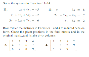 Solved Solve the systems in Exercises 11-14 -3x3 = 8 2x +2x2 | Chegg.com