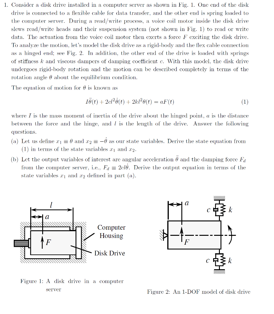 Solved 1. Consider a disk drive installed in a computer | Chegg.com
