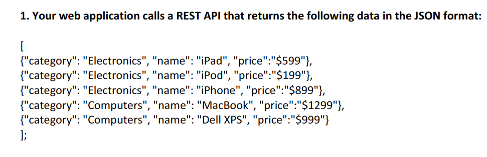 Solved Using the React framework, write the web application | Chegg.com