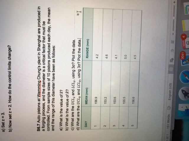 Solved Set z = 3. Now set z = 2. How do the control limits | Chegg.com