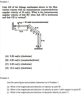 Solved Link AB of the linkage mechanism shown in the | Chegg.com