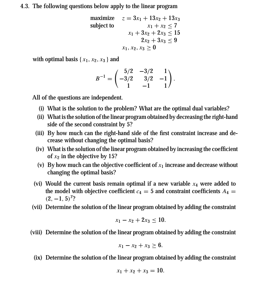 The following questions below apply to the linear | Chegg.com