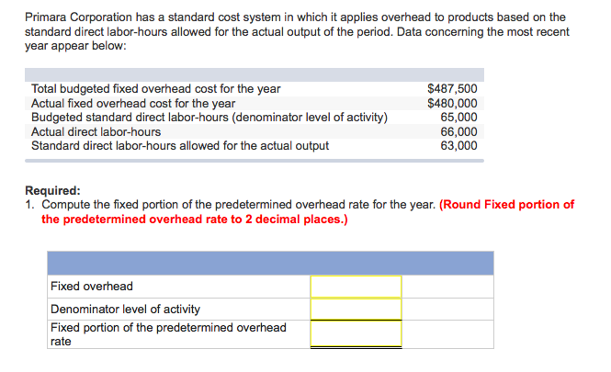 Solved Primara Corporation has a standard cost system in | Chegg.com