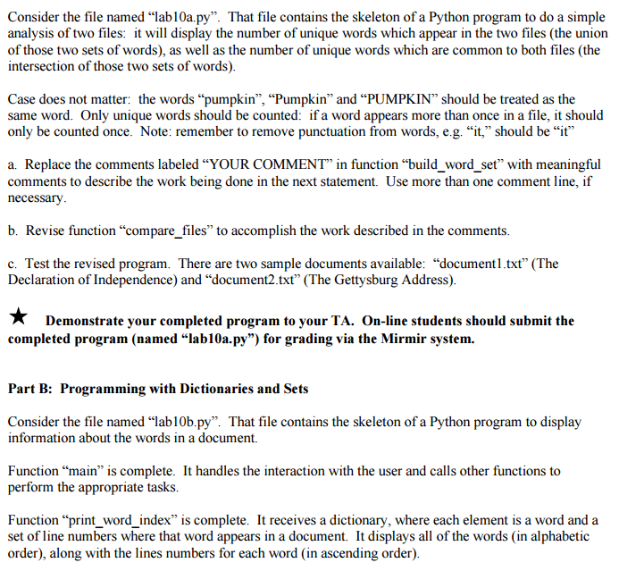 Solved Consider the file named "lab10a.py". That file | Chegg.com
