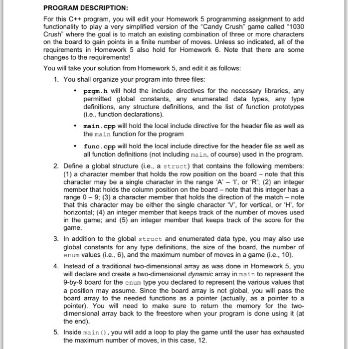 PROGRAM DESCRIPTION: For this C++ program, you will | Chegg.com