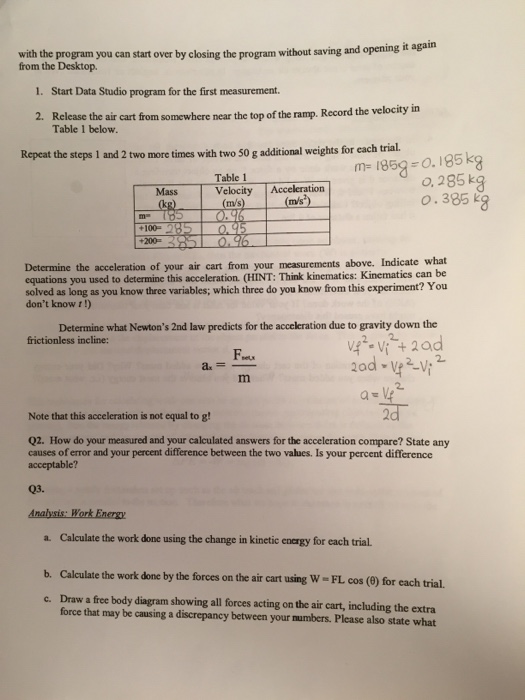 Solved I need help with the questions please? Physics lab | Chegg.com