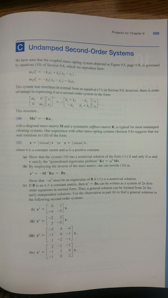 Solved Projects for Chapter 9 559 C Undamped Second-Order | Chegg.com