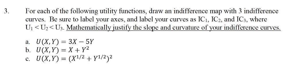 Solved For each of the following utility functions, draw an | Chegg.com