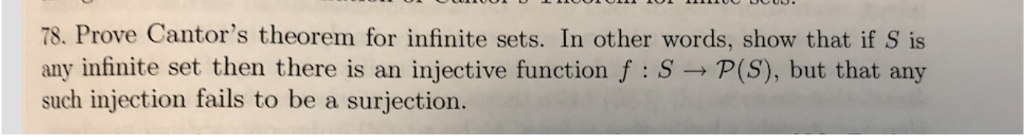 Solved 78. Prove Cantor's theorem for infinite sets. In | Chegg.com