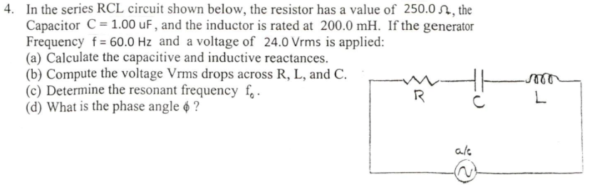 Solved In the series RCL circuit shown below, the resistor | Chegg.com