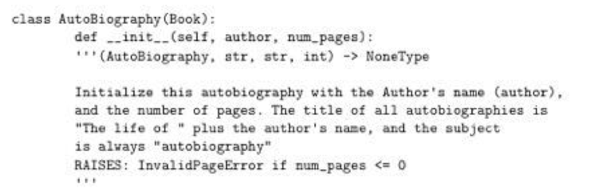 Solved class AutoBiography(Book): def --init--(selif | Chegg.com