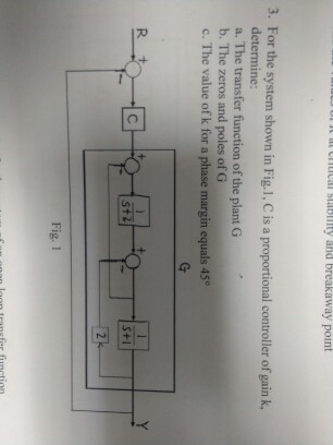Solved For the system shown in Fig. 1, C is a proportional | Chegg.com