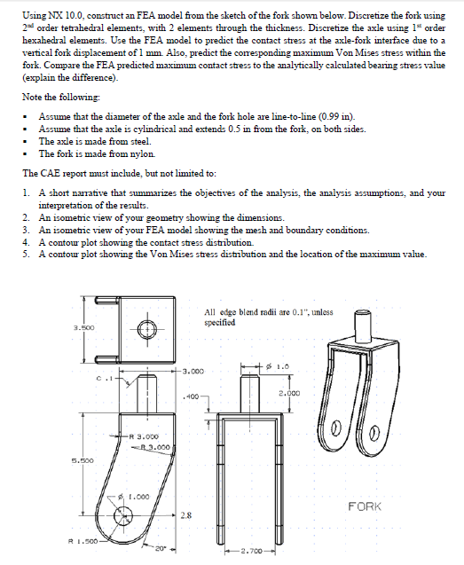 Using NX 10.0, construct an FEA model from the sketch | Chegg.com