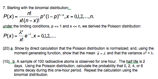 Solved Starting with the binomial distributions: p(x) = | Chegg.com