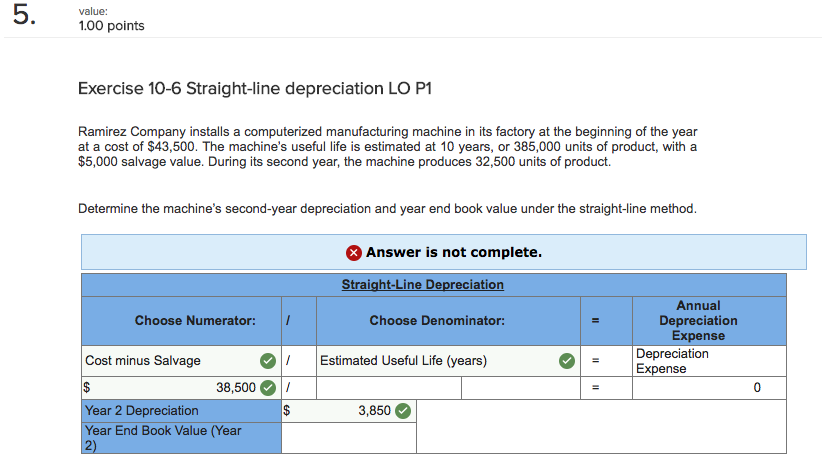 Solved 5 value: 1.00 points Exercise 10-6 Straight-line | Chegg.com Solved 5 value: 1.00 points Exercise 10-6 Straight-line | Chegg.com