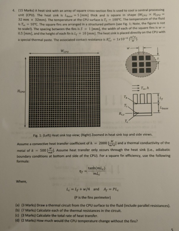 Solved (15 Marks) A heat sink with an array of square | Chegg.com