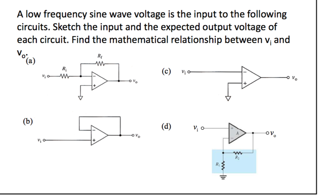 Solved A low frequency sine wave voltage is the input to the | Chegg.com