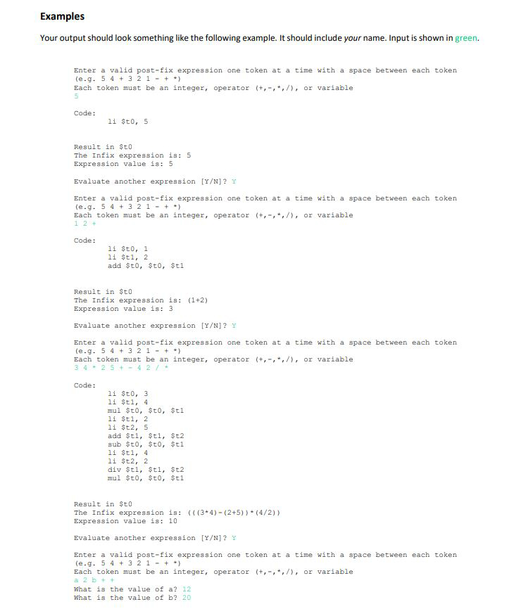 Solved Postfix Revenge Problem Description We went over an | Chegg.com