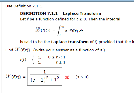 Solved Laplace Transform Let f be a function defined for t | Chegg.com