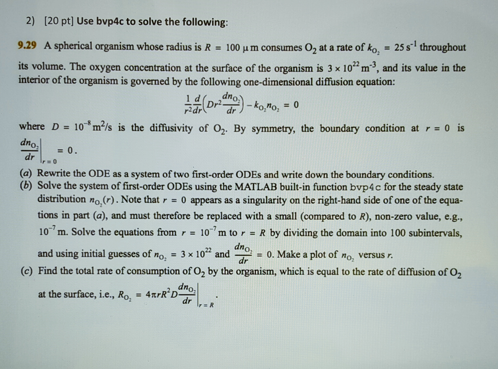 Use bvp4c to solve the following: A spherical | Chegg.com