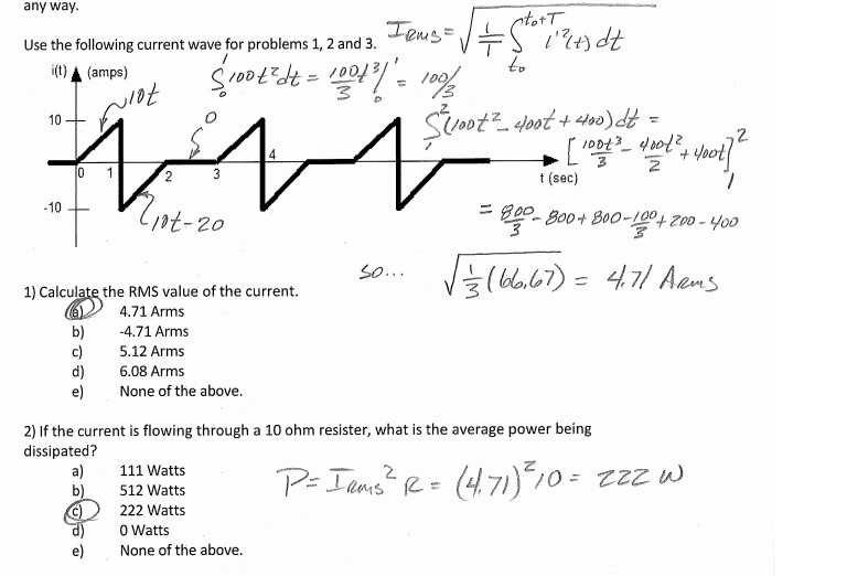 Solved Can you explain to me how to find the irms value of | Chegg.com