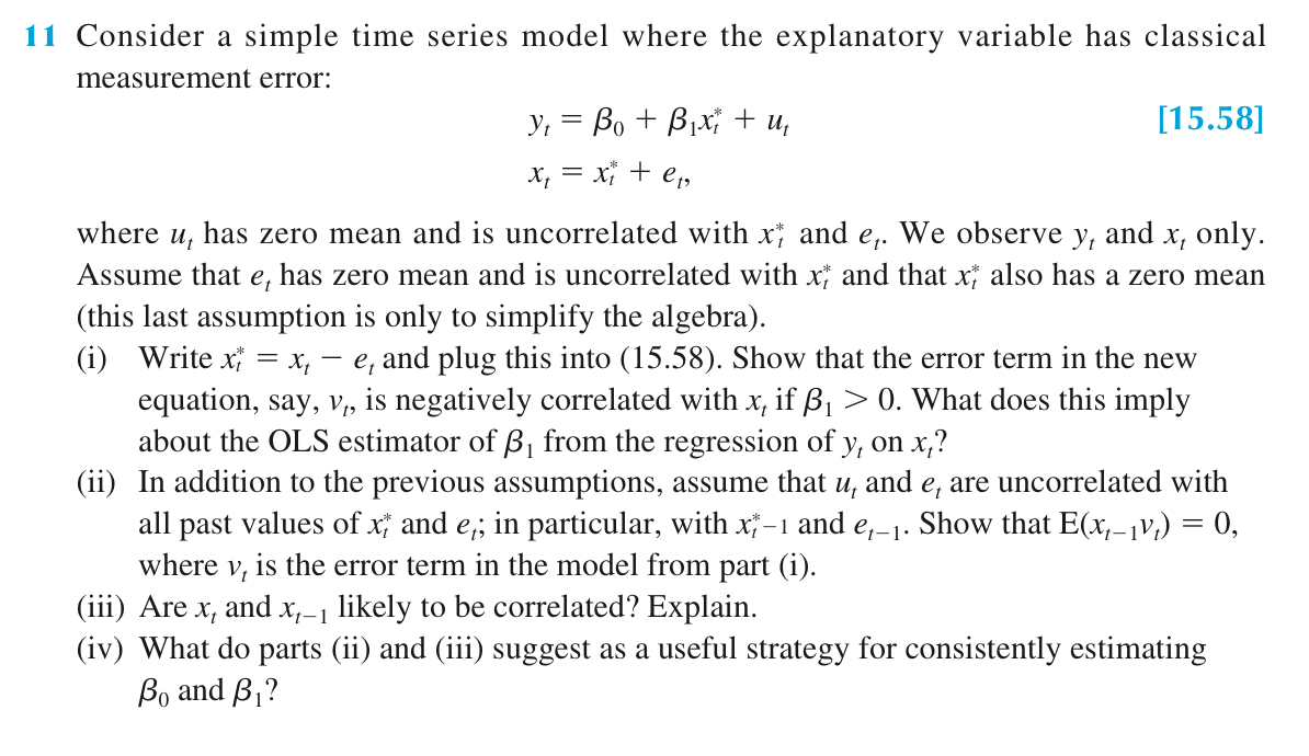 11 Consider a simple time series model where the | Chegg.com