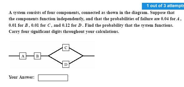 Solved A system consists of four components, connected as | Chegg.com