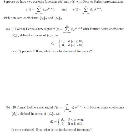 Solved Suppose we have two periodic functions x(t) and | Chegg.com