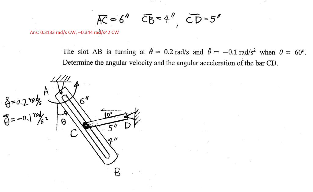 Solved The slot AB is turning at theta = 0.2 rad/s and theta | Chegg.com