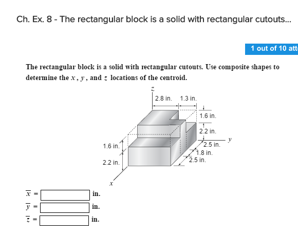 Solved Ch. Ex. 8 The rectangular block is a solid with | Chegg.com