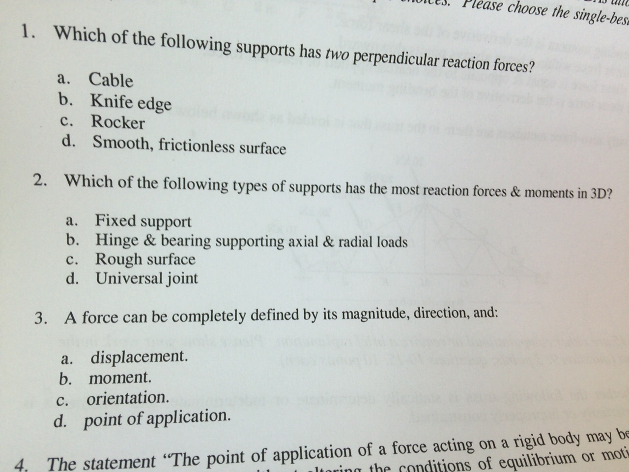Solved Which of the following supports two perpendicular | Chegg.com