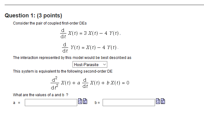 Solved Question 1: (3 points) Consider the pair of coupled | Chegg.com