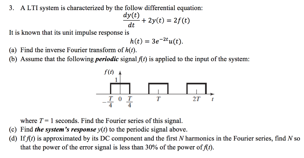 Solved A LTI system is characterized by the follow | Chegg.com