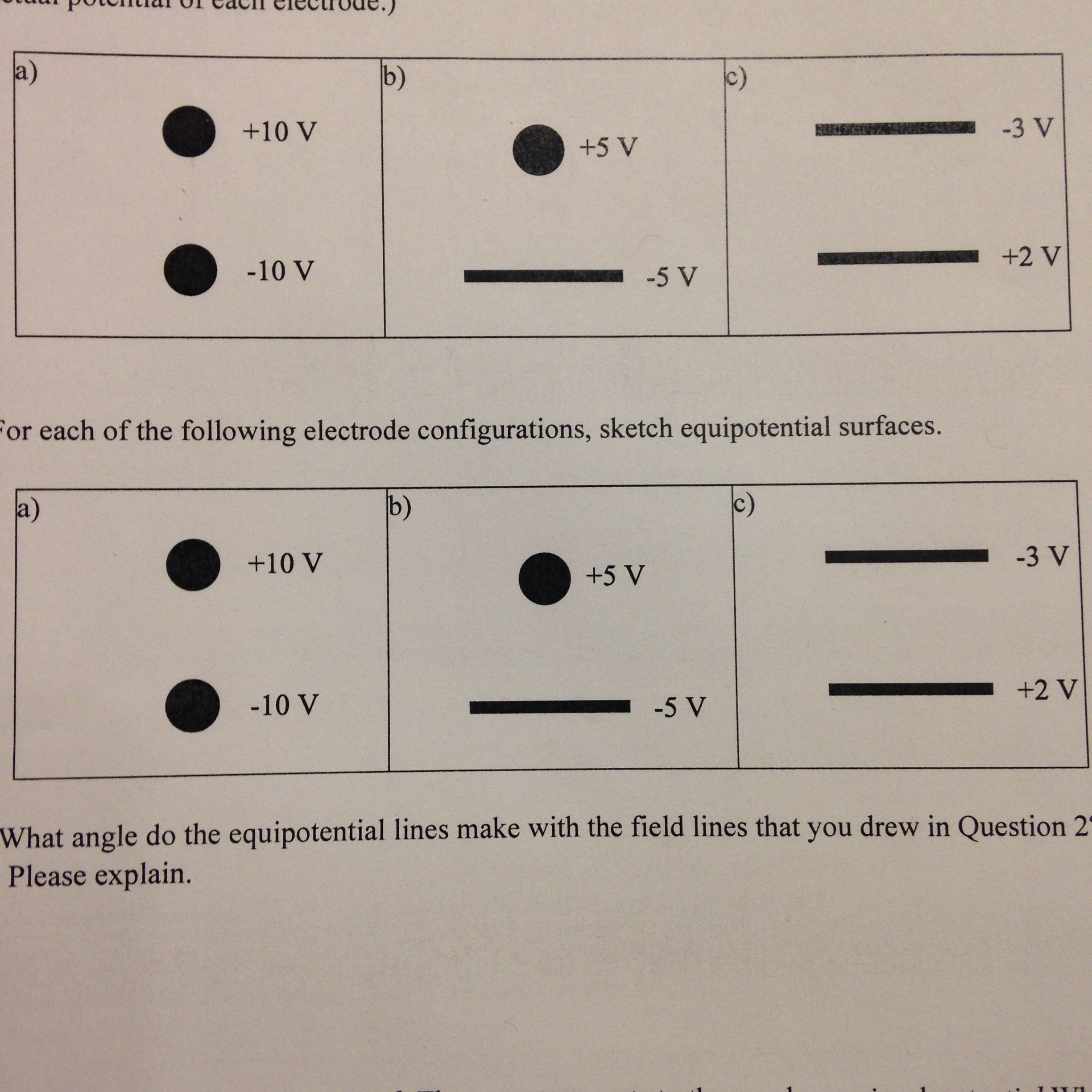 Solved For each of the following electrode configurations, | Chegg.com