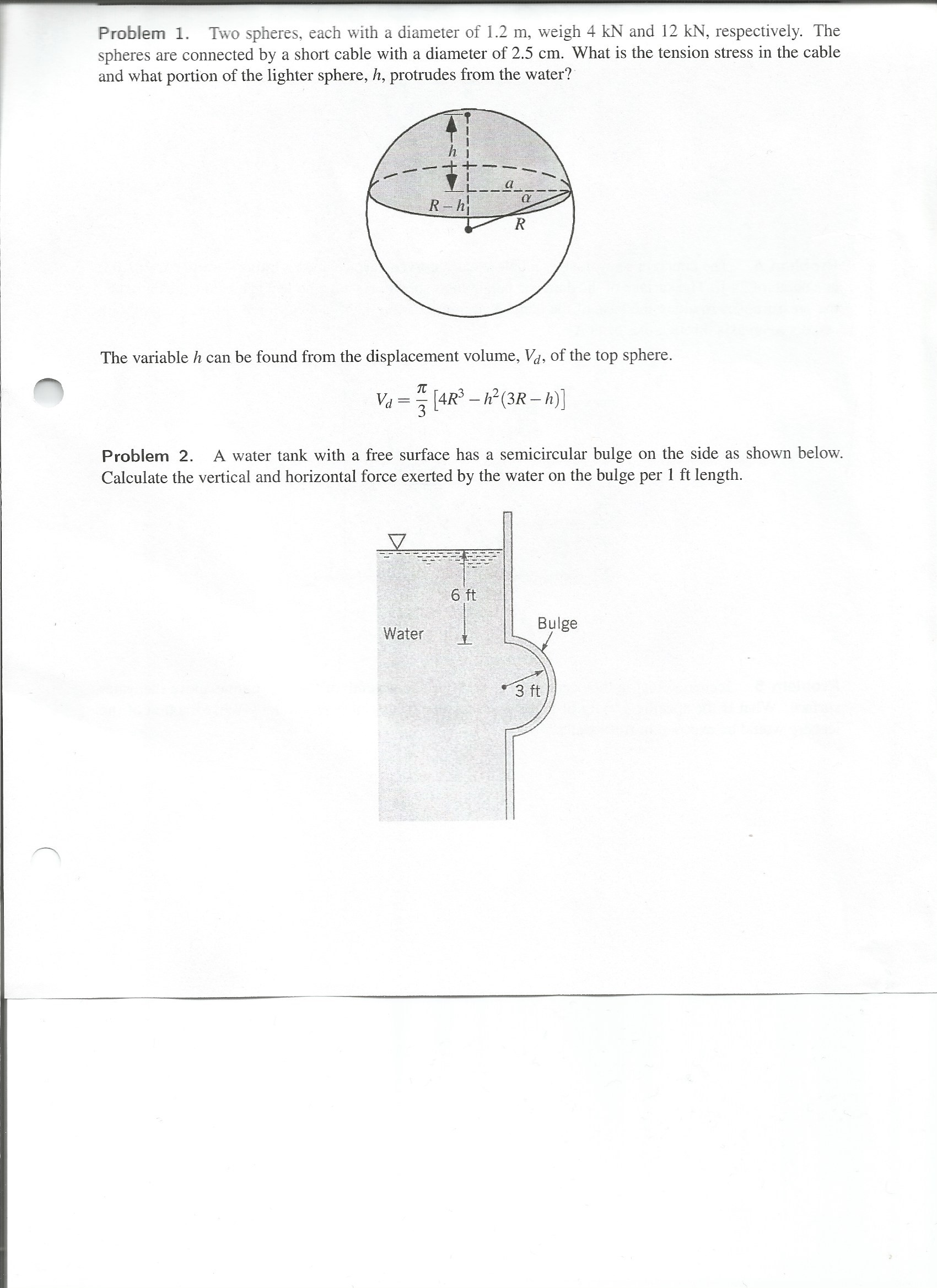Solved Two spheres, each with a diameter of 1.2 m, weigh 4 | Chegg.com Solved Two spheres, each with a diameter of 1.2 m, weigh 4 | Chegg.com